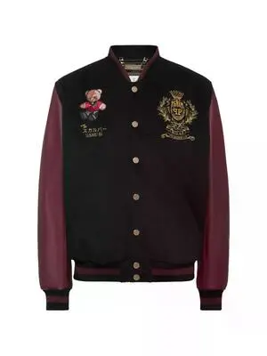 Philipp Plein Teddy-bear Leather-sleeve Bomber Jacket