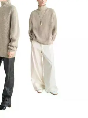 LEMAIRE High-neck Ribbed Sweater - Neutrals