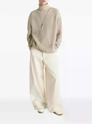 LEMAIRE High-Neck Ribbed Sweater Neutrals