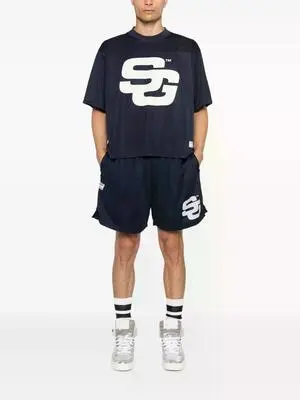 SUMMER GAMES Logo-print Mesh Shorts - Blue