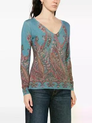 Etro Paisley V-neck Top