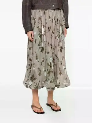 P.a.r.o.s.h Floral Print Pleated Skirt
