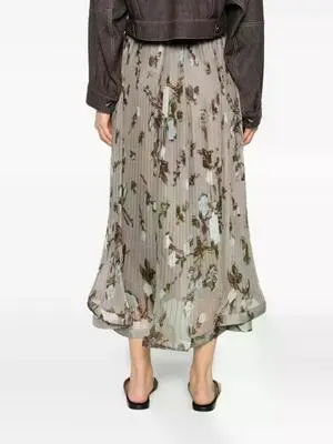 P.a.r.o.s.h Floral Print Pleated Skirt
