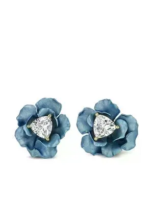 ANABELA CHAN 18k Yellow Gold Diamond Floral Earrings - Blue
