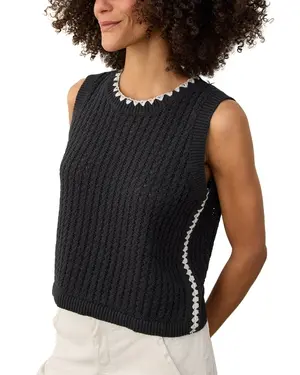 Marine Layer Clara Sleeveless Sweater Vest - Black