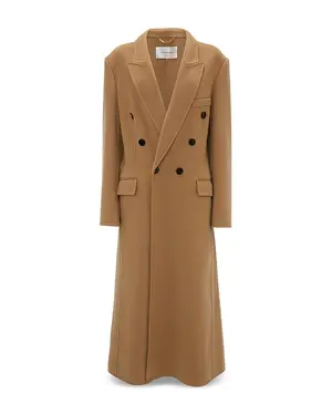 Victoria Beckham Double Breasted Overcoat - Camel