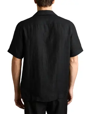 REISS Beldi Oversized Textured Camp Shirt - Black