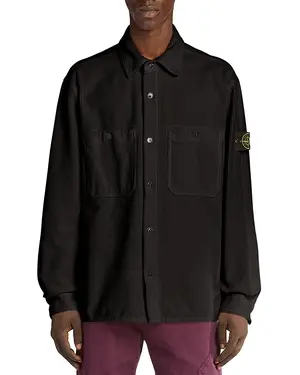 Stone Island Corduroy Snap Front Shirt - Black