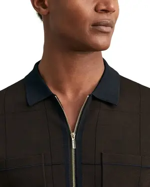 REISS Baxter Zip Front Short Sleeve Shirt