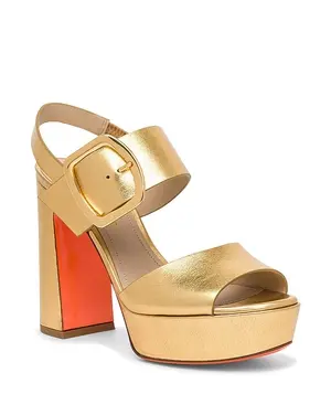 Santoni Gold Tone Sandals For Women