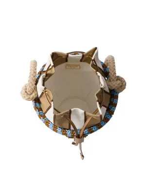 Prada Wicker Bucket Bag - Tan/light Blue