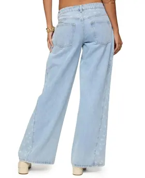 EDIKTED Floral Split Low Rise Jeans