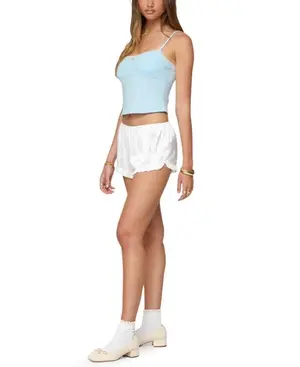 EDIKTED Jovana Lace Trim Tank Top - Light Blue