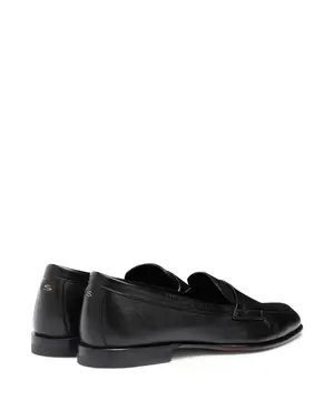 Santoni Leather Penny Loafer - Black