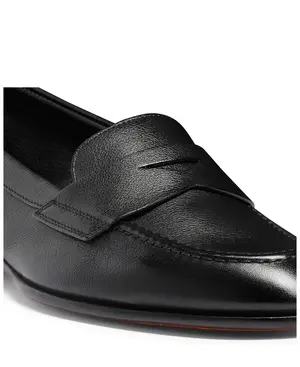 Santoni Leather Penny Loafer - Black