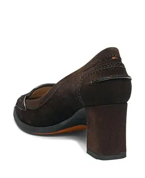 Santoni Suede Mid-heel Loafer Pumps