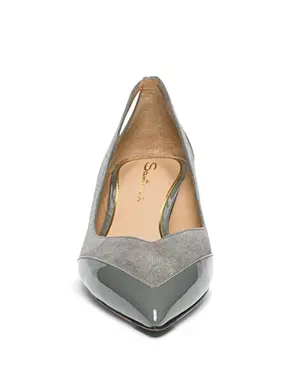 Santoni Leather Mid-heel Pumps - Grey