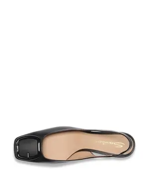 Santoni Leather Mid-heel Slingbacks - Black