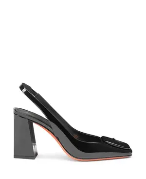 Santoni Patent Leather High-heel Slingback Pumps