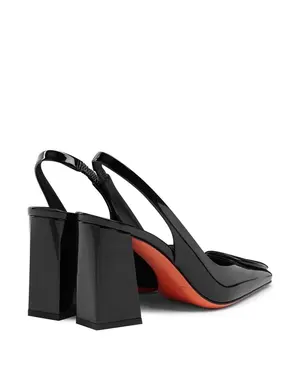 Santoni Patent Leather High-heel Slingback Pumps