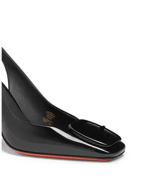 Santoni Patent Leather High-heel Slingback Pumps