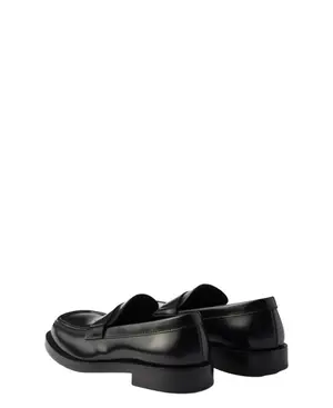 Prada Brushed Leather Loafers - Black