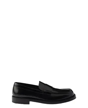 Prada Brushed Leather Loafers - Black