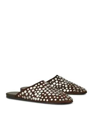 Tory Burch Studded Mule Flats Dark Cocoa