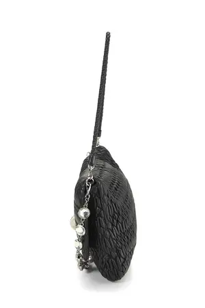 Miu Miu Nappa Crystal Flap Shoulder Bag - Black