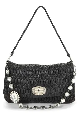 MIU MIU Nappa Crystal Flap Shoulder Bag