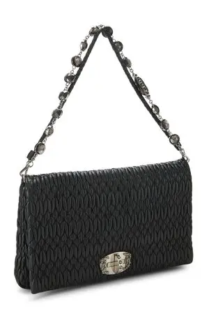 Miu Miu Nappa Crystal Flap Shoulder Bag - Black