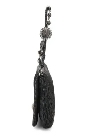 Miu Miu Nappa Crystal Flap Shoulder Bag - Black