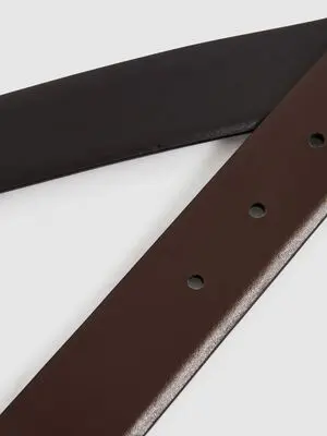 REISS Ricky Reversible Leather Belt - Black