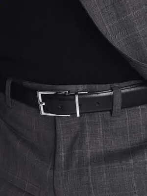 REISS Ricky Reversible Leather Belt - Black