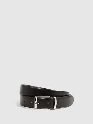 REISS Ricky Reversible Leather Belt - Black/dark Brown