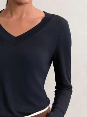 REISS Brady Jersey V-neck Top
