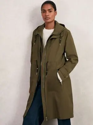 REISS Petite Removable-hood Parka Rain Coat