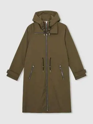 REISS Petite Removable-hood Parka Rain Coat