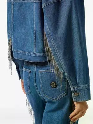 Philipp Plein Crystal Fringes Denim Jacket