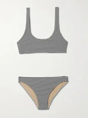 LIDO Ottantuno Striped Ribbed Bikini - Black