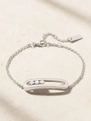 Messika Move Classique Ciselé 18-karat White Diamond Bracelet - Silver