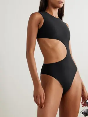Alaïa Ribbed Cutout Swimsuit - Black