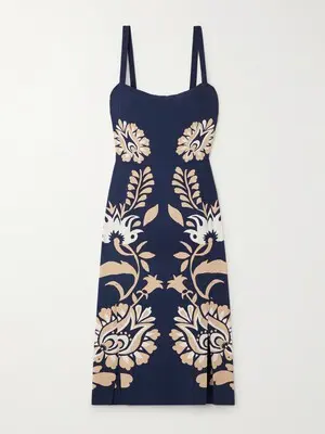 La DoubleJ Floral-print Crepe Midi Dress