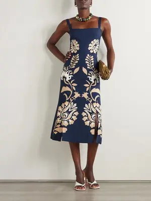 La DoubleJ Floral-print Crepe Midi Dress
