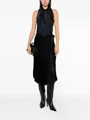 FORTE_FORTE Wrap-design Midi Skirt - Blue