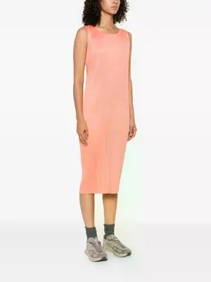 Issey Miyake Pleated Midi Dress - Orange