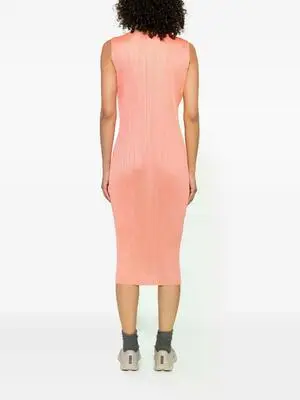 Issey Miyake Pleated Midi Dress - Orange