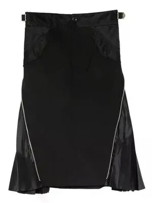 Sacai Zip-detail Pleated Skirt - Black