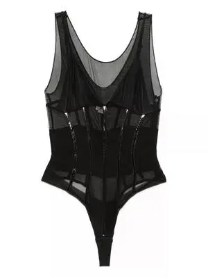 Elisabetta Franchi Mesh Panelled Bodysuit - Black