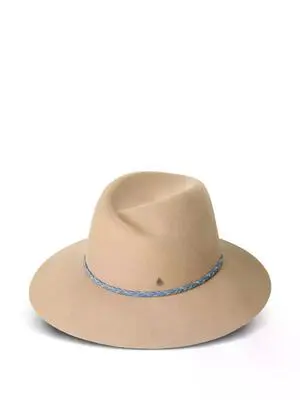 MAISON MICHEL Logo-plaque Wide-brim Hat - Neutrals